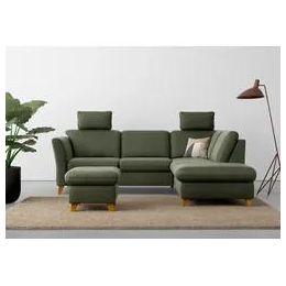 Ecksofa Home Affaire "Trelleborg L-Form", gr&uuml;n (olive), B:252cm H:86cm T:213cm, 95% Polyester, 5% Polyamid, Sofas, Ecksofa, wahlweise mit Bettfunktion und Bettkasten, inkl. Federkern-Polsterung