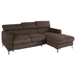 Ecksofa COTTA "Sammy L-Form", braun (espresso), B:226cm H:74cm T:169cm, Struktur (100% Polyester );Chenille (90% Polyester; 10% Polyamid ), Sofas, Ecksofa, mit Kopfteilverstellung, wahlweise mit Bettfunktion & Bettkasten