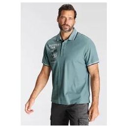 MAN'S WORLD Poloshirt MAN'S WORLD, Herren, Gr. L (52/54), blau (rauchblau), Piqu&eacute;, Obermaterial: 100% Baumwolle, bedruckt, normal, Shirts, Kurzarm, l&auml;ssige Passform, mit trendigem Print, Polokragen