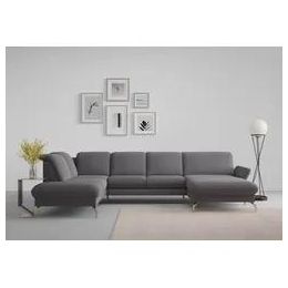 Sit & More Wohnlandschaft SIT & MORE "Fashion U-Form", braun (espresso), B:338cm H:84cm T:207cm, Sofas, Wohnlandschaft, wahlweise mit Kopfteilverstellung, Vorziehsitz, motorisch, Nickelf&uuml;&szlig;e