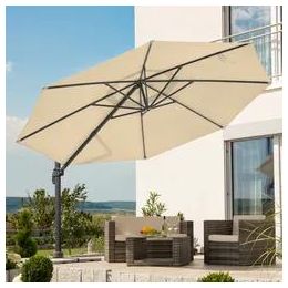 Ampelschirm Schneider Schirme "Rhodos Grande", beige (natur), Obermaterial: 100% Polyester, Standschirme, Durchmesser 400 cm, natur, rund, ohne Wegeplatten