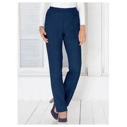 Dehnbund-Hose Classic Basics, Damen, Gr. 46, Normalgr&ouml;&szlig;en, blau (marine), 100% Polyester, unifarben, lang, Hosen