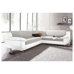 Ecksofa Trendmanufaktur "Rondo 3, zeitlos und modern, im Materialmix, L-Form", wei&szlig; (wei&szlig;, cappuccino), B:267cm H:85cm T:247cm, Primabelle-Microfaser;Kunstleder SOFTLUX / Struktur (77% Polyester; 23% Polyacryl), Sofas, Ecksofa, wahlweise Federkern f&uuml;r hohen Sitzkomfort, wahlweise Bettfunktion