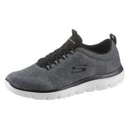 Slip-On Sneaker Skechers "SUMMITS", Herren, Gr. 47,5, schwarz-wei&szlig; (schwarz, wei&szlig;), Textil, Schuhe, Freizeitschuh, Slipper, Komfortschuh mit elastischer Bungee-Schn&uuml;rung