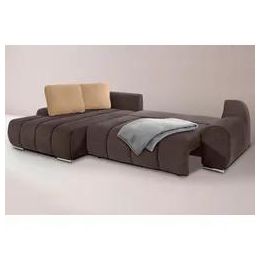 Ecksofa Home Affaire "Bono L-Form", braun (dunkelbraun, caramel), B:291cm H:90cm T:174cm, Luxus-Microfaser ALTARA NUBUCK (100% Polyester);Luxus-Microfaser ALTARA NUBUCK (100% Polyester);Samtstruktur (95% Polyester, 5% Polyamid), Sofas, Ecksofa, wahlweise mit Bettfunktion