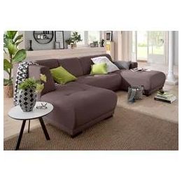 Wohnlandschaft Home Affaire "Langeland U-Form", braun, B:297cm H:85cm T:163cm, Filzoptik (100% Polyester);Struktur (100% Polyester);Webstoff (100% Polyester), Sofas, Wohnlandschaft, incl. 2 Zierkissen, Recamiere wahlweise links oder rechts