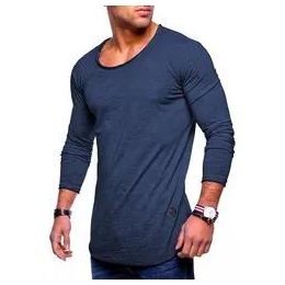 Langarmshirt behype "Dust L/S", Herren, Gr. M, blau (dunkelblau), 100% Baumwolle, unifarben, Shirts Langarmshirt, mit weitem Halsausschnitt