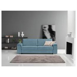 Schlafsofa Egoitaliano "Cecilia, modern & elegant, erstklassiger Sitzkomfort, Dauerschl&auml;fer", blau (hellblau), B:234cm H:85cm T:102cm, Luxus-Micofaser Lederoptik (100% Polyester) ist ein neues technisches Gewebe mit einem visuellen und taktilen Aspekt, der dem Nubuk sehr nahe kommt, mit innovativen Eigenschaften. Seine au&szlig;erordentliche Weichheit kommt von einem exklusiven Produktionsprozess, der U