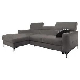 Ecksofa COTTA "Sammy L-Form", grau, B:226cm H:92cm T:105cm, Microfaser PRIMABELLE (100% Polyester);NaturLEDER in Sitz und R&uuml;cken/Kunstleder im Korpus;NaturLEDER (echtes Rindsleder), R&uuml;ckseite mit Spannstoff bezogen, Sofas, Ecksofa, mit Kopfteilverstellung, wahlweise mit Bettfunktion