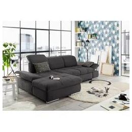 Ecksofa "SO4100 V", grau (anthrazit), B:284cm H:80cm T:190cm, SET ONE BY Musterring, Sofas, Ecksofa, mit verstellbaren Kopfteilen, wahlweise mit Funktionen, Cord-Bezug