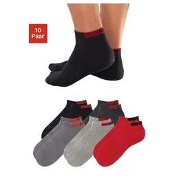 H.I.S. Sneakersocken H.I.S, Herren, Gr. 43-46, rot (2x schwarz, 2x grau, 2x rot, 2x anthrazit, meliert, 2x hellgrau, meliert), Baumwolle, Elasthan, Polyamid, meliert, elastisch, Socken Sneakersocken, mit verst&auml;rkten Belastungszonen