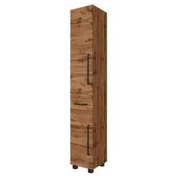 Seitenschrank Welltime "Luena", braun (eichehell), B:30cm H:180cm T:35cm, Holzwerkstoff, MDF, Schr&auml;nke, Seitenschrank, Breite 30 cm, mit Metall-Auszug und Softclose-Funktion