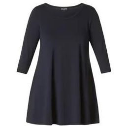 Tunikashirt Base Level Curvy "Aria", Damen, Gr. 54 (56), blau (navy dunkelblau), Single Jersey, Obermaterial: 94% Viskose, 6% Elasthan, unifarben, figurumspielend ca. Mitte Oberschenkel, Rundhals, Shirts, mit Rundhalsausschnitt