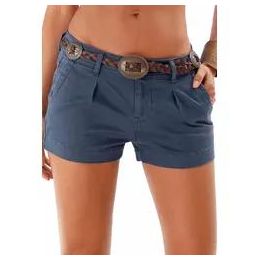 Shorts Lascana, Damen, Gr. 42, N-Gr, blau, Denim/Jeans, Obermaterial: 98% Baumwolle, 2% Elasthan, unifarben, figurbetont kurz, Hosen Shorts, aus Baumwollstretch mit Taschen, kurze Hose, Freizeitlook