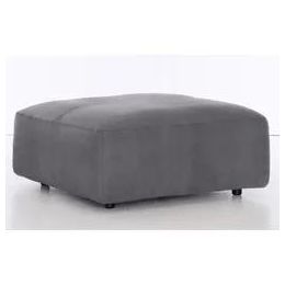 Hocker Musterring "LUCIA", grau (stone crona), B:100cm H:43cm T:100cm, Flachgewebe VALMONT (60% Baumwolle/40% Leinen);Leder PURO, pigmentiertes Leder;Microfaser CRONA (100% Polyester);Flachgewebe FLORIS (100% Polyester);Leder BAX, pigmentiertes Leder, Hocker, Hocker