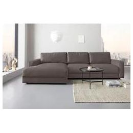 Ecksofa Home Affaire "Bloomfield, elegant, viel Platz, Mega Couch, Breite 303cm, L-Form", grau (taupe), B:303cm H:84cm T:176cm, 100% Polyester, Sofas, Ecksofa, extra tiefe Sitzfl&auml;che, wahlweise mit Sitztiefenverstellung