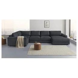 Wohnlandschaft Home Affaire "Bloomfield, Mega Polsterprogramm, Breite 405cm, viel Platz, U-Form", grau (anthrazit), B:405cm H:84cm T:224cm, 100% Polyester, Sofas, Wohnlandschaft, mit extra tiefer Sitzfl&auml;che, wahlweise mit Sitztiefenverstellung