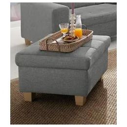 Hocker Home Affaire "Corby", grau (hellgrau), B:64cm H:43cm T:64cm, Struktur fein (100% Polyester);Chenille (100% Polyester);NaturLEDER (echtes Rindsleder) auf Sitzfl&auml;che, Kunstleder im Korpus;Melrose (100% Polyester), Hocker, Polsterhocker