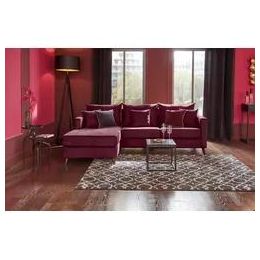 Ecksofa Home Affaire "Renesse L-Form", rot, B:234cm H:90cm T:160cm, Samtvelours 100% Polyester;Luxus-Microfaser ALTARA NUBUCK (100% Polyester), Sofas, Ecksofa, lose Kissen, Keder an Sitzkissen