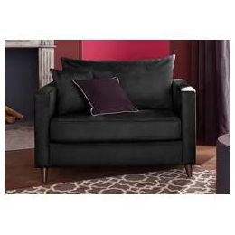 Sessel Home Affaire "Renesse", schwarz, B:92cm H:74cm T:90cm, Luxus-Microfaser ALTARA NUBUCK (100% Polyester);Samtvelours 100% Polyester, Sessel, Sessel, lose Kissen, Keder an Sitzkissen