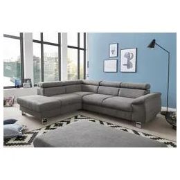 Ecksofa COTTA "Komaris L-Form, B: 249 cm", grau, B:249cm H:72cm T:100cm, Microfaser PRIMABELLE (100% Polyester);Kunstleder SOFTLUX;Feinstruktur (100% Polyester);Kunstleder SOFTLUX/Struktur (100% Polyester);NaturLEDER, Sofas, Ecksofa, mit Kopfteilverstellung, optional Bettfunktion, Bettkasten & Licht