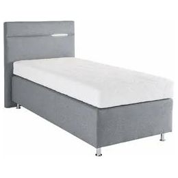 Boxspringbett, grau (strukturstoff grau), mit LED-Beleuchtung, Liegefl&auml;che B/L: 90cm x 200cm, H2, Bonnell-Federkernmatratze, Bezug Unterbox und Kopfteil: Strukturstoff (77% Polyester und 23% Viskose);Bezug Obermatratze 100% Polyester, waschbar bis 60C, Westfalia Schlafkomfort, Komplettbetten, Boxspringbett, wahlweise mit LED-Beleuchtung