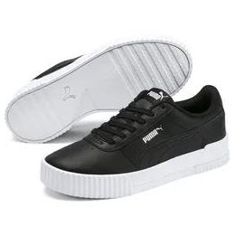 Sneaker Puma "CARINA L", Damen, Gr. 42, schwarz-wei&szlig; (Puma schwarz, Puma wei&szlig;, Puma silber), Leder, Schuhe Sneaker, mit perforierten Details, rutschfeste Gummilaufsohle