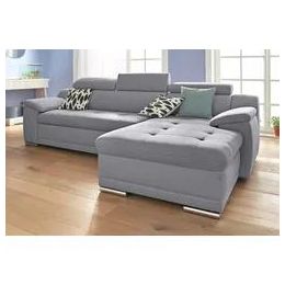 Sit & More Ecksofa SIT & MORE "Top Andiamo L-Form", grau, B:270cm H:93cm T:165cm, Kunstleder SOFTLUX;Struktur ( 100% Polyester), Sofas, Ecksofa, wahlweise mit Bettfunktion, inklusive Kopfteilverstellung
