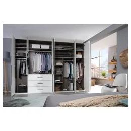 Dreht&uuml;renschrank Rauch "Kleiderschrank Schrank Garderobe W&auml;scheschrank MONTCLAR", wei&szlig; (wei&szlig;, hochglanz wei&szlig;), B:301cm H:223cm T:60cm, Holzwerkstoff, Schr&auml;nke, Dreht&uuml;renschrank, mit Schubk&auml;sten und Spiegel, inkl. W&auml;scheeinteilung MADE IN GERMANY
