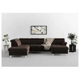 Sit & More Wohnlandschaft SIT & MORE "Marano U-Form", braun (espresso), B:304cm T:216cm, 98% Polyester, 2% Polyamid, Sofas, Wohnlandschaft, inklusive Kopfteilverstellung, wahlweise mit Bettfunktion, Bettkasten