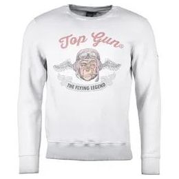 Sweater Top Gun "Smoking Monkey TG20191034", Herren, Gr. 48S, grau, Obermaterial: 100% Baumwolle, Sweatshirts Sweater