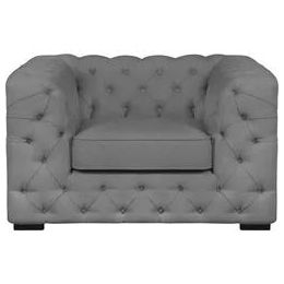 Chesterfield-Sessel Home Affaire "Kalina Sessel", grau (anthrazit), B:110cm H:67cm T:98cm, 100% Polyester, Sessel, mit klassischer Chesterfield-Knopfheftung, sehr hochwertige Qualit&auml;t