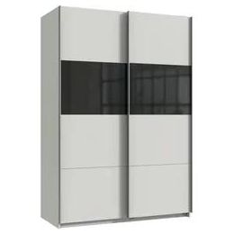 Schwebet&uuml;renschrank wimex "Bramfeld TOPSELLER Kleiderschrank", schwarz (wei&szlig;, absetzung schwarzglas), B:135cm H:198cm T:64cm, Schr&auml;nke, Schwebet&uuml;renschrank, mit Glaselementen und zus&auml;tzlichen Einlegeb&ouml;den