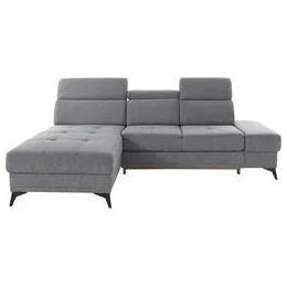Ecksofa Home Affaire "Cardiz L-Form", grau, B:246cm H:83cm T:173cm, Webstoff (100% Polyester);Luxus-Microfaser Paris (90% Polyester/10% Polyamid);Struktur fein (100% Polyester);Samtoptik (100% Polyester), Sofas, Ecksofa, inkl.Kopfteilverstellung und Federkern wahlweise mit Bettfunktion