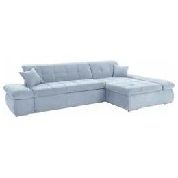 Ecksofa DOMO collection "NMoric XXL, B/T/H: 300/172/80cm, L-Form", blau (pastelblau), B:300cm H:80cm T:172cm, Chenille (85% Polyester, 15% Acryl);Luxus-Microfaser (100% Polyester);Struktur ( 100% Polyester);Microfaser PRIMABELLE (100% Polyester), Sofas, Ecksofa, wahlweise mit Bettfunktion und Armlehnverstellung, Topseller