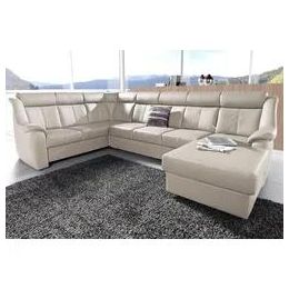 Sit & More Wohnlandschaft SIT & MORE "Basel U-Form", beige (natur), B:315cm H:98cm T:210cm, Luxus-Microfaser Altara Nubuck (100% Polyester);Kunstleder SOFTLUX;NaturLEDER (echtes Rindsleder), Sofas, Wohnlandschaft, wahlweise mit Relaxfunktion