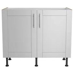 Sp&uuml;lenschrank KOCHSTATION "KS-Ahus", grau (hellgrau matt, wildeiche nachbildung), B:100cm H:87cm T:58,4cm, Schr&auml;nke, Sp&uuml;lenschrank, Breite 100 cm
