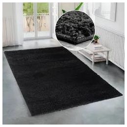Hochflor-Teppich Bruno Banani "Shaggy Soft" Gr. 2, grau (anthrazit), B:70cm H:30mm L:140cm, Kunstfaser, Teppiche, gewebt, Uni Farben, besonders weich und kuschelig, Kundenliebling