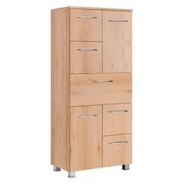 Midischrank Welltime "Portofino", braun (buchefarben), B:60cm H:134cm T:35cm, Schr&auml;nke, Midischrank