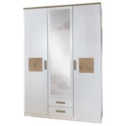 Kleiderschrank wimex "K&auml;rnten Schlafzimmerschrank im nat&uuml;rlichen Design", wei&szlig; (wei&szlig;, hirnholzfarben), B:135cm H:198cm T:58cm, Schr&auml;nke, Kleiderschrank, Topseller Schrank Garderobe mit 3 T&uuml;ren und 2 Schubladen 135cm