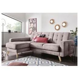 Ecksofa exxpo - SOFA FASHION "Nappa, kompakt und komfortabel, bequem, zeitloses Design, L-Form", grau (taupe), B:222cm H:87cm T:156cm, Samtvelours (100% Polyester);Webvelours (100% Polyester), Sofas, Ecksofa, tolle Detailverarbeitung, inkl. Bettfunktion und Bettkasten