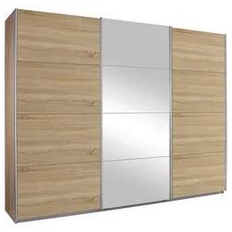 Schwebet&uuml;renschrank Rauch "Kleiderschrank Schrank Garderobe Ankleide Schlafzimmerschrank GANDRA", beige (struktureichefarben hell uni), B:271cm H:210cm T:62cm, Holzwerkstoff, Schr&auml;nke, Schwebet&uuml;renschrank, voll aufgelegte Spiegelelemente, Metall-Griffleisten MADE IN GERMANY