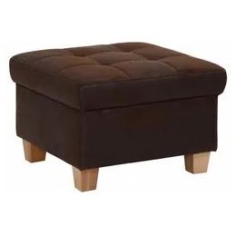 Hocker Home Affaire "Corby", braun, B:64cm H:43cm T:64cm, Struktur fein (100% Polyester);Chenille (100% Polyester);NaturLEDER (echtes Rindsleder) auf Sitzfl&auml;che, Kunstleder im Korpus;Melrose (100% Polyester), Hocker, Polsterhocker