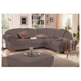 Ecksofa Home Affaire "Amrum L-Form", grau (taupe), B:249cm H:91cm T:218cm, Jacquard ( 100% Polyester );Struktur Blume (100% Polyester), Sofas, Ecksofa, wahlweise mit Bettfunktion und Ottomane links/rechts