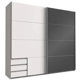 Schwebet&uuml;renschrank wimex "Valencia", wei&szlig; (wei&szlig;, glas grau), B:225cm H:210cm T:65cm, Holzwerkstoff, Sicherheitsglas, Schr&auml;nke, Schwebet&uuml;renschrank, mit Glaselementen und Schubk&auml;sten