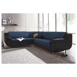 Ecksofa Trendmanufaktur "Rondo 3, zeitlos und modern, im Materialmix, L-Form", schwarz (schwarz, petrol), B:267cm H:85cm T:247cm, Luxus-Microfaser ALCAZAR;Struktur fein;Kunstleder SOFTLUX / Struktur (77% Polyester; 23% Polyacryl), Sofas, Ecksofa, wahlweise Federkern f&uuml;r hohen Sitzkomfort, wahlweise Bettfunktion