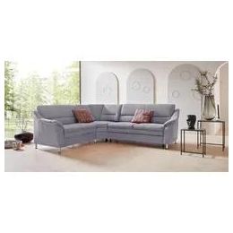 Ecksofa Home Affaire "Cardoso L-Form", grau, B:260cm H:90cm T:230cm, Luxus-Microfaser ALTARA NUBUCK (100% Polyester);Luxus-Microfaser weich (90% Polyester, 10% Polyamid);Struktur (52%Polyester, 35% Acryl, 13%Cotton);Luxus-Microfaser Lederoptik (100% Polyester), Sofas, Ecksofa, mit Trapezecke f&uuml;r mehr Sitzkomfort, wahlweise auch mit Bettfunktion