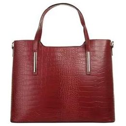 Henkeltasche CLUTY, Damen, Gr. B/H/T: 37cm x 29cm x 16cm onesize, rot, Leder, Reptilienpr&auml;gung, Taschen, echt Leder, Made in Italy
