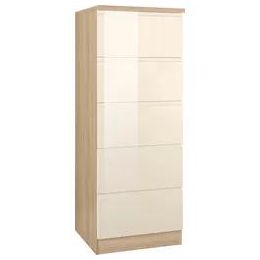 Vorratsschrank KOCHSTATION "KS-Virginia", beige (creme hochglanz), B:60cm H:165cm T:60cm, Holzwerkstoff, MDF, Schr&auml;nke, Vorratsschrank, 60 cm breit, mit 5 Ausz&uuml;gen