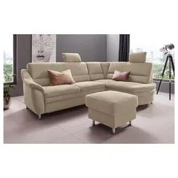 Ecksofa Home Affaire "Cardoso L-Form", beige, B:250cm H:90cm T:175cm, Struktur impr&auml;gniert (100% Polyester);Luxus-Microfaser ALTARA NUBUCK (100% Polyester);Struktur (52% Polyester, 35% Polyacryl, 13% Baumwolle);Luxus-Microfaser weich (90% Polyester, 10% Polyamid), Sofas, Ecksofa, Federkern, wahlweise mit Bett, Schubkasten